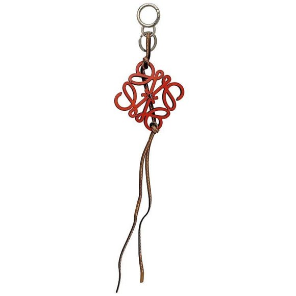 Loewe | Accessories | Loewe Charm Red Brown Anagram F2203 Leather Metal ...